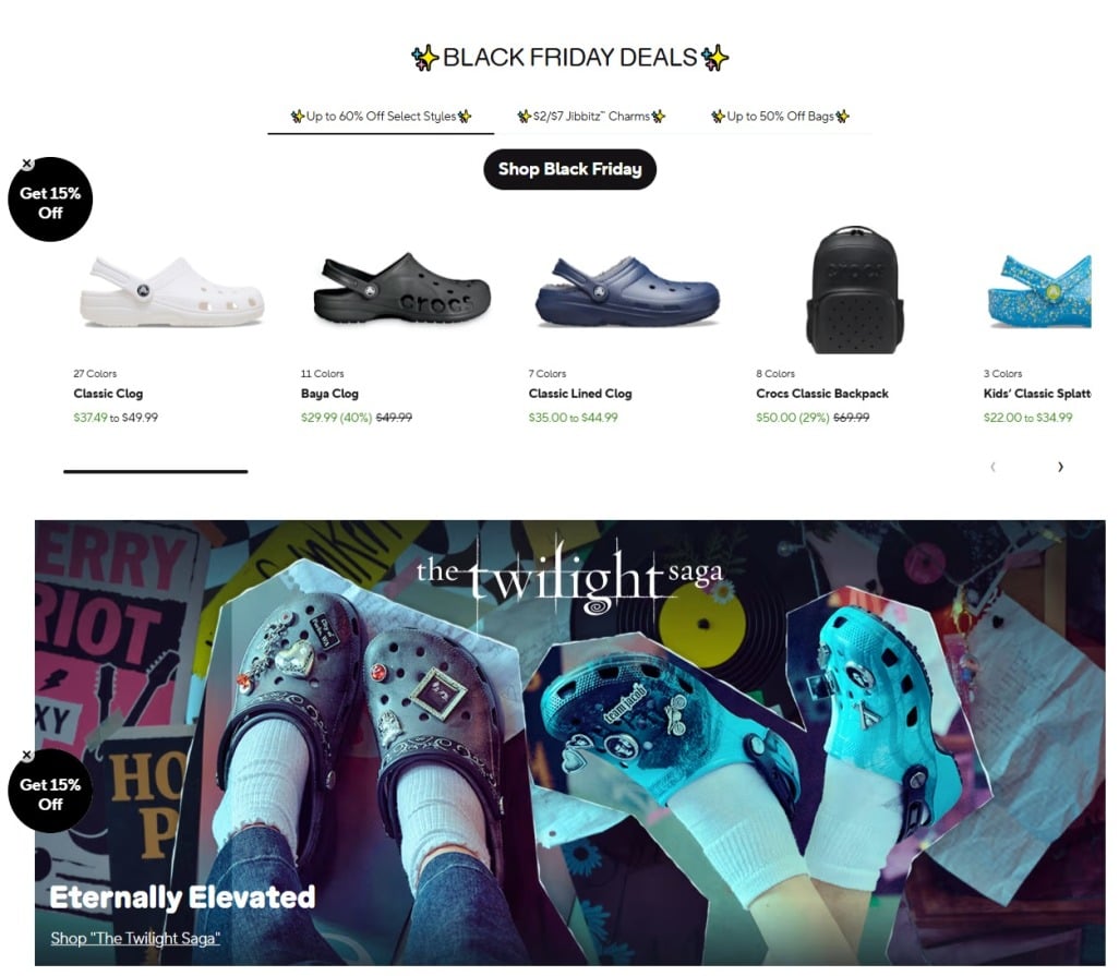 Crocs US 2025黑五海报 - Extrabux